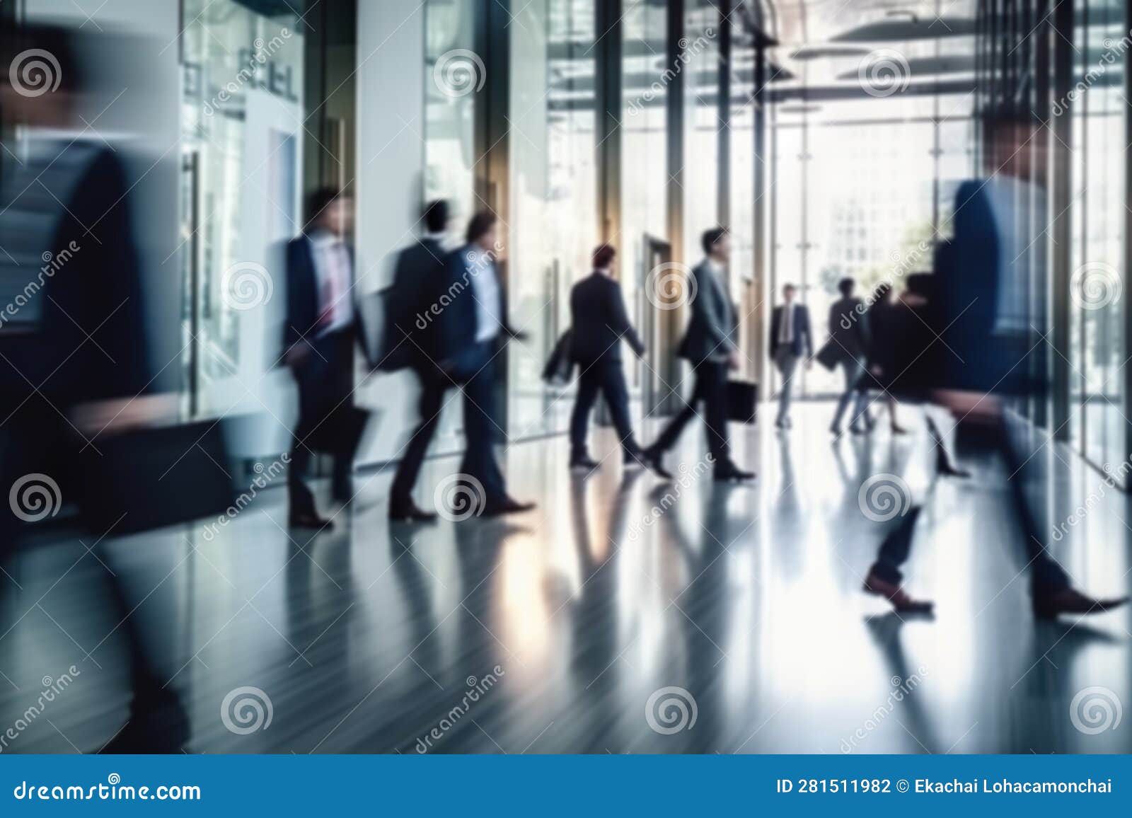 Fast-Paced Crowd of Business People in Office. Created with Generative ...