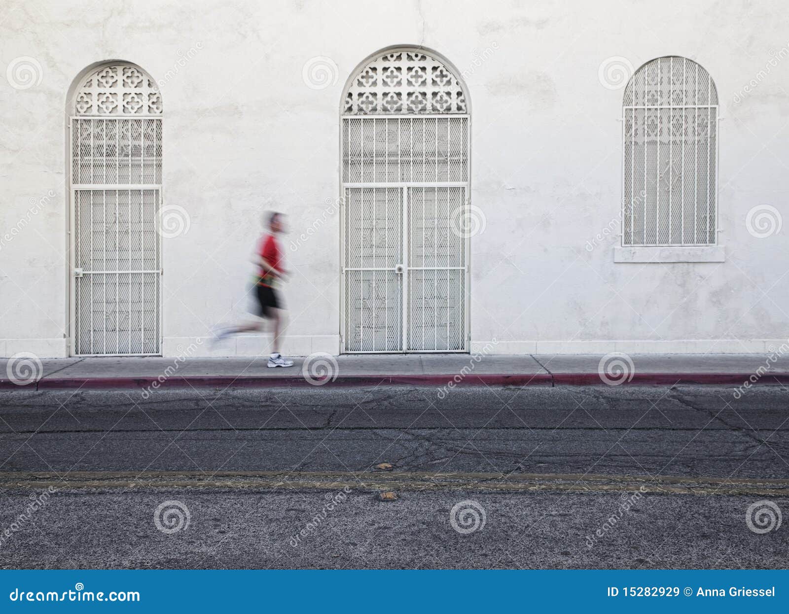 Fast Paced Man Runs Down City Street. Stock Image - Image of ghost ...