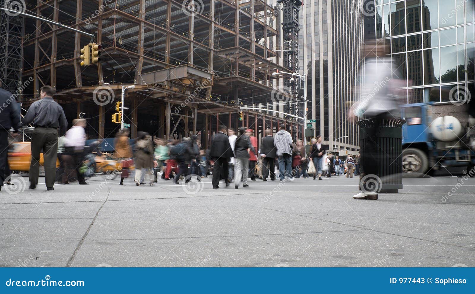 Fast Paced New York Street stock image. Image of glass - 977443