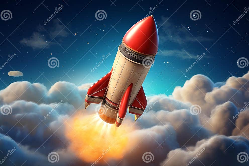 Fast-paced Rocket Ship Startup. Generate Ai Stock Illustration ...