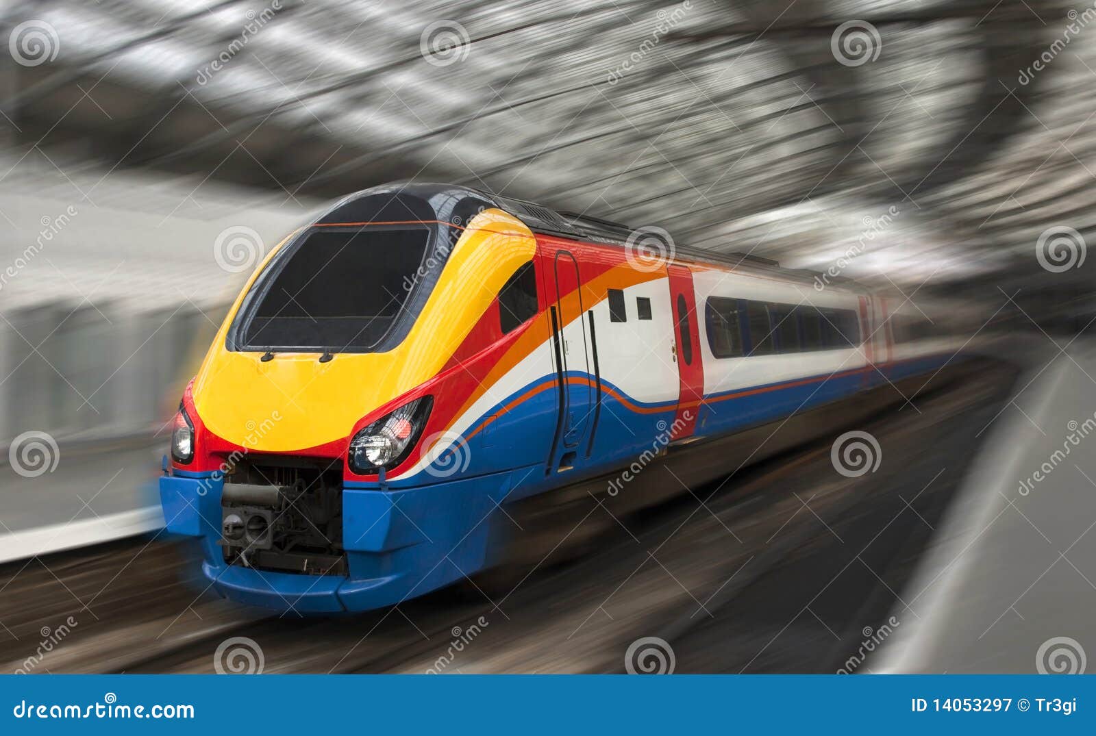 Fast Passenger Train with Motion Blur Stock Image - Image of precision ...