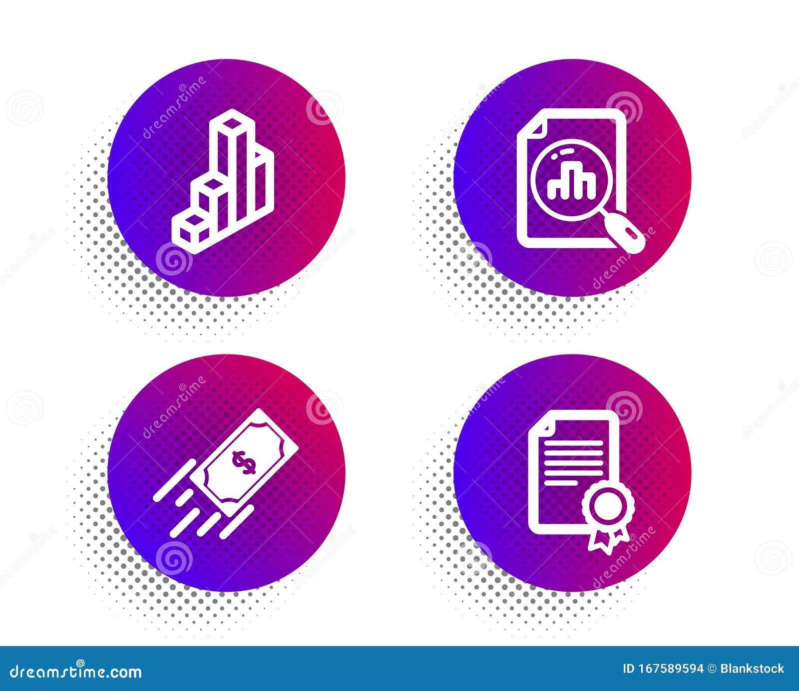 Fast Payment, 3d Chart and Analytics Graph Icons Set. Certificate Sign ...