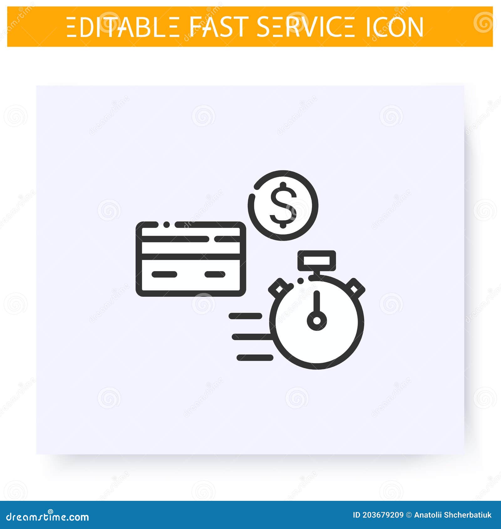 Fast Payment Line Icon. Editable Illustration Stock Vector ...
