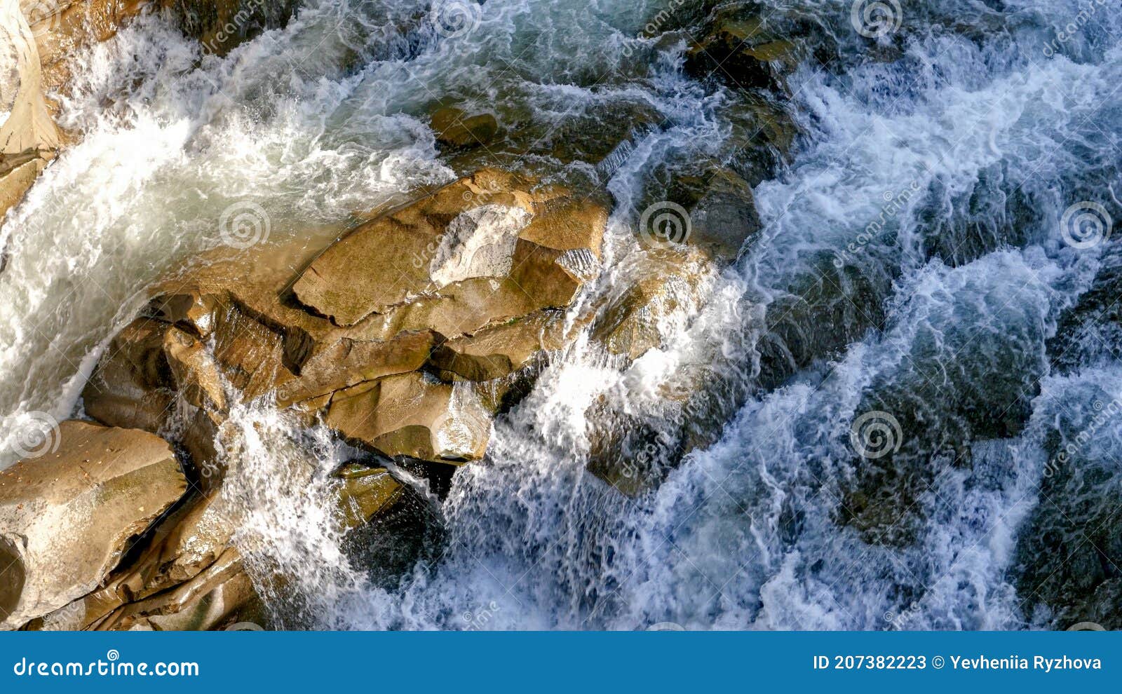 Fast Powerful River Stream on the Waterfall Cascade at Mountains Stock ...