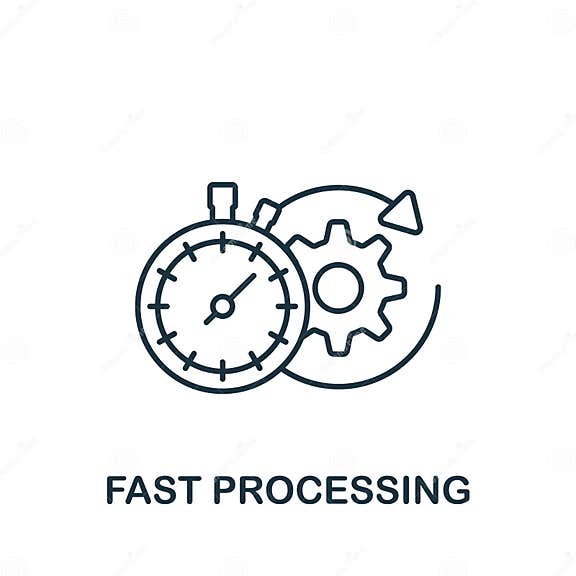 Fast Processing Icon. Monochrome Simple Line Data Science Icon for ...