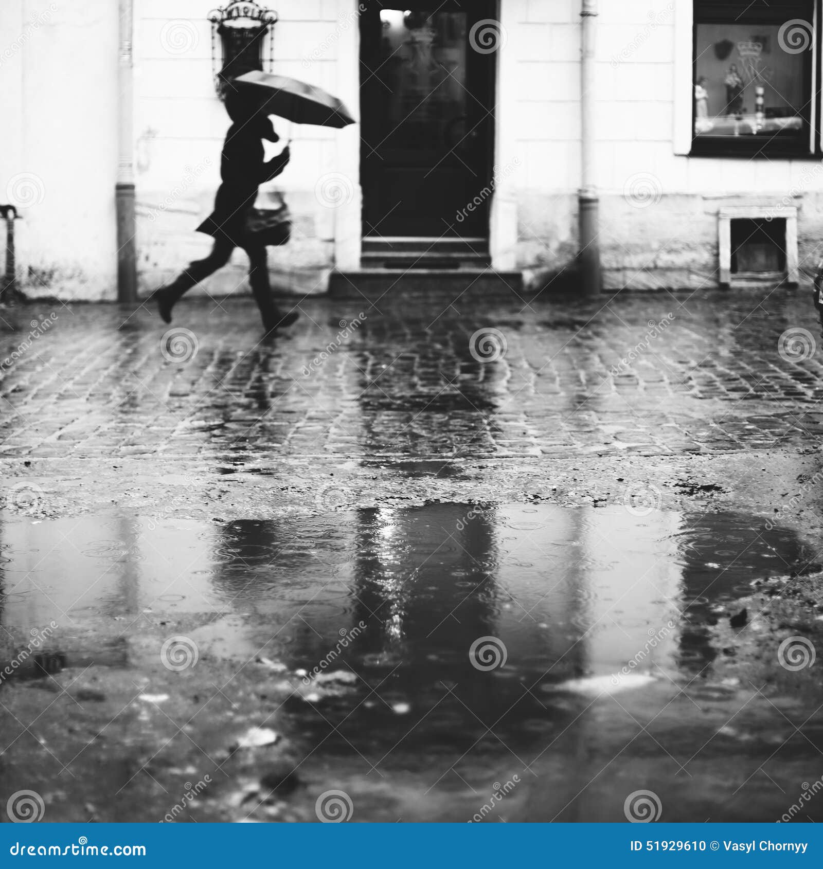 Fast rain stock photo. Image of puddle, running, water - 51929610
