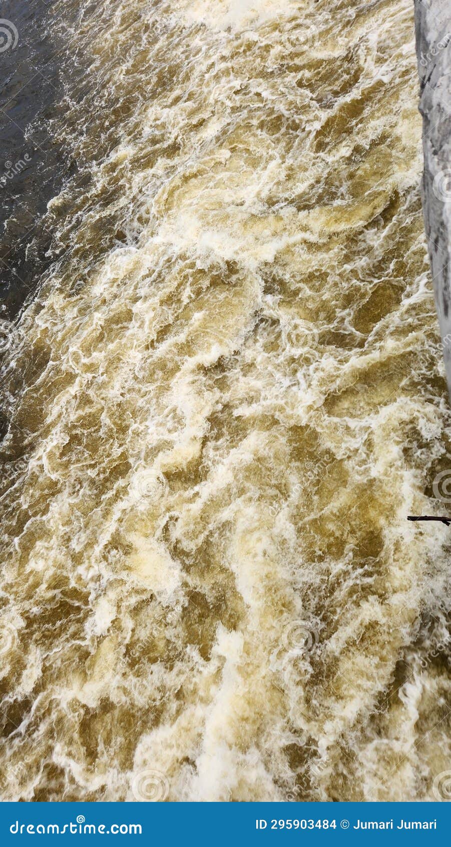 The Fast River Water Hit the Boundary Wall Stock Photo - Image of ...