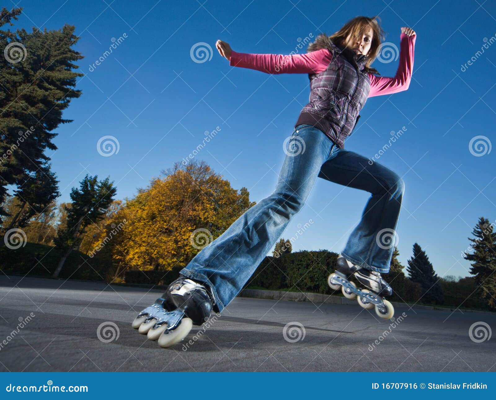 Fast rollerblading stock photo. Image of autumn, jerk - 16707916