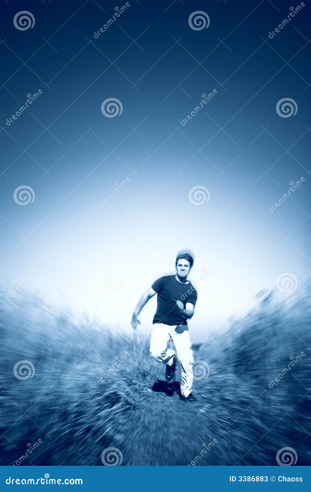 Fast running man blue tint stock image. Image of blue - 3386883