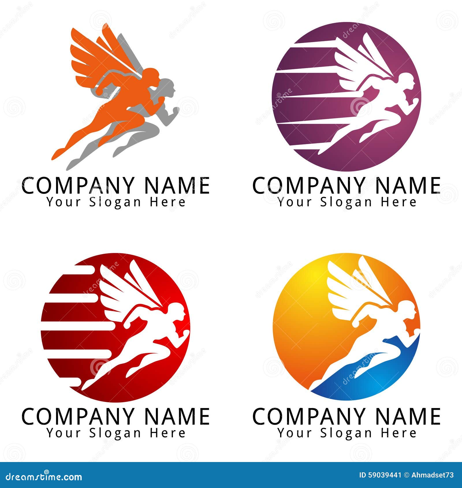 Fast Running Man with Wing Concept Logo Stock Vector - Illustration of ...