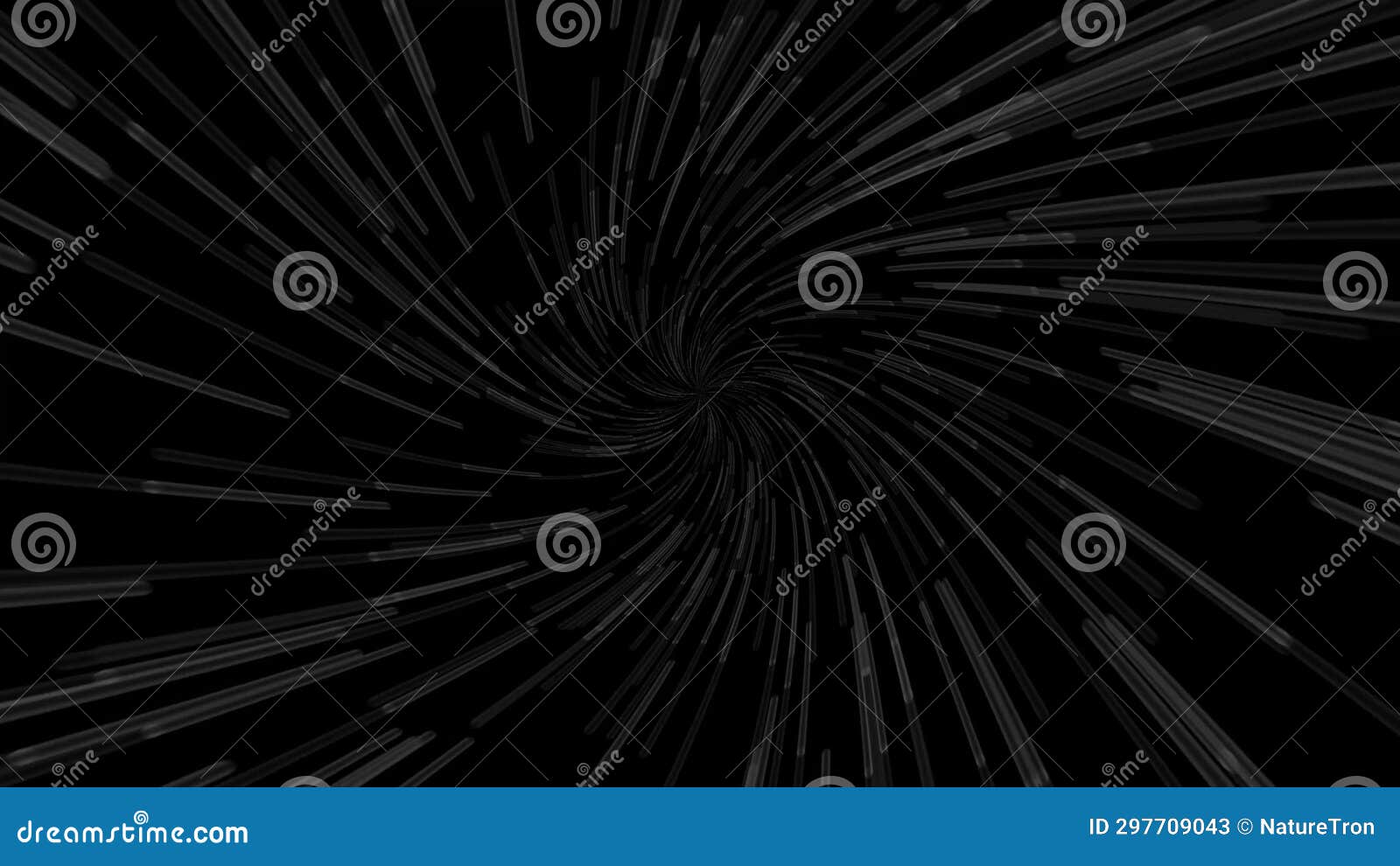Fast Rushing Rays of Light Forming a Deep Vortex. Black Abstract ...