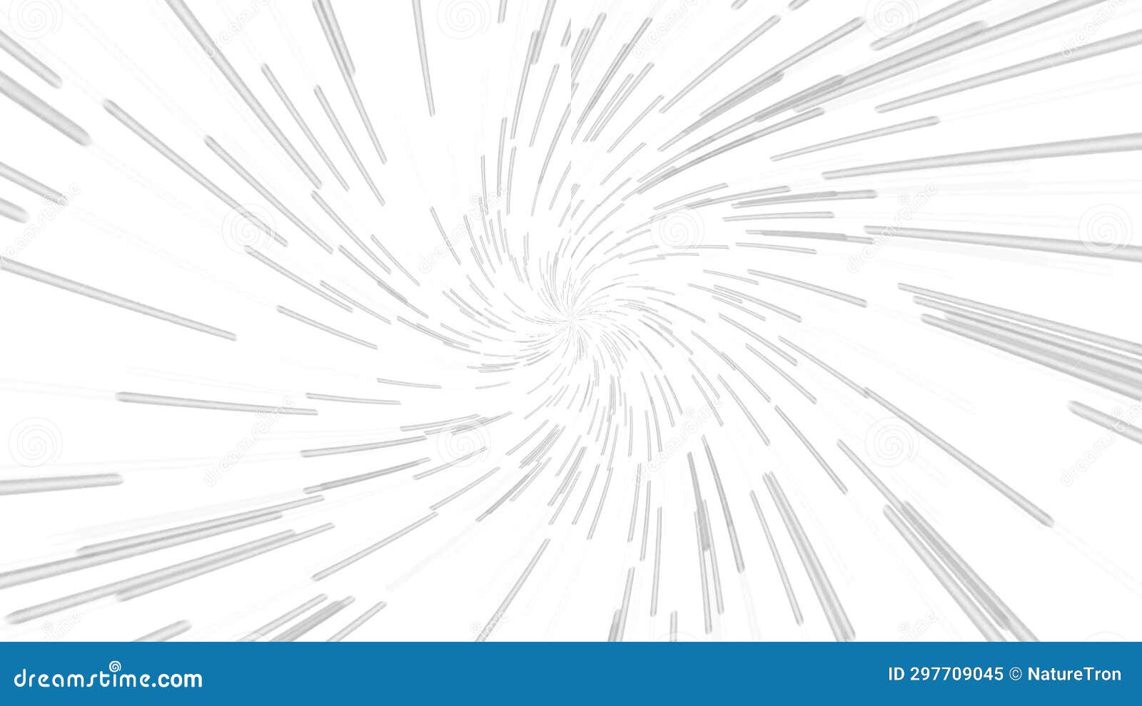 Fast Rushing Rays of Light Forming a Deep Vortex. White Abstract ...