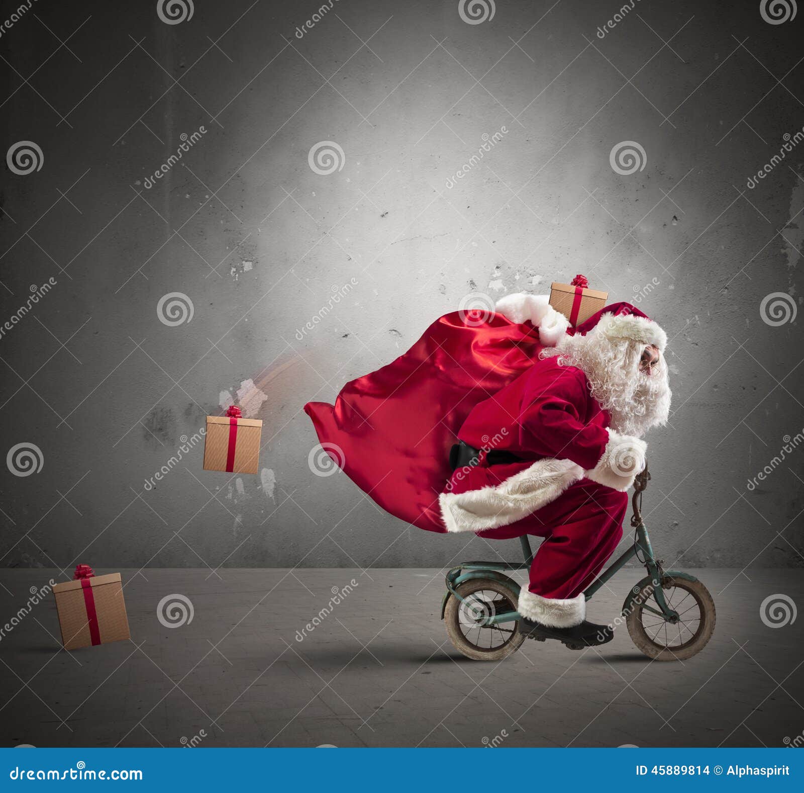 Fast Santa Claus on the Bike Stock Photo - Image of beard, holiday ...