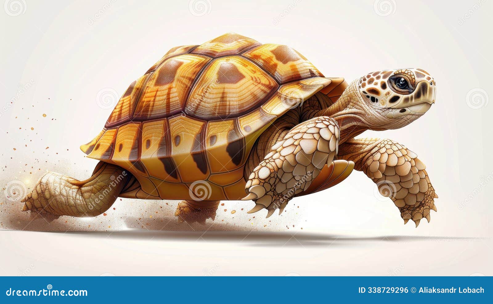 Fast Sea Turtle Running on White Background Stock Photo - Image of ...