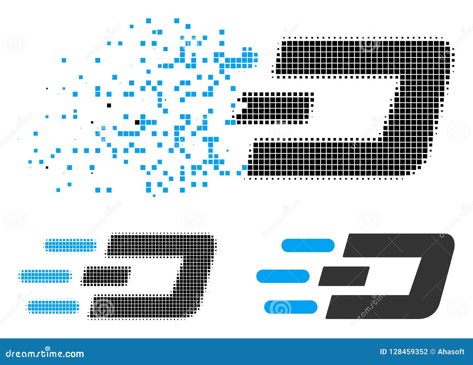 Fractured Pixel Halftone Fast Send Dash Icon Editorial Photography ...