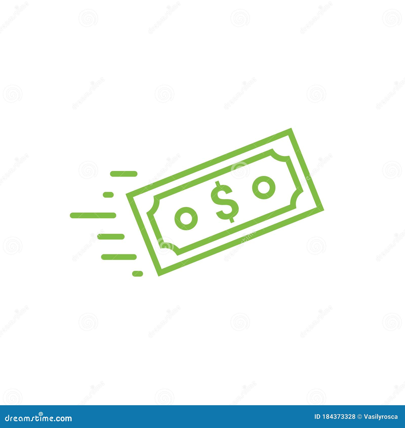Fast Send Money Transfer Funds Payment Vector Icon. Flying Dollar Money ...