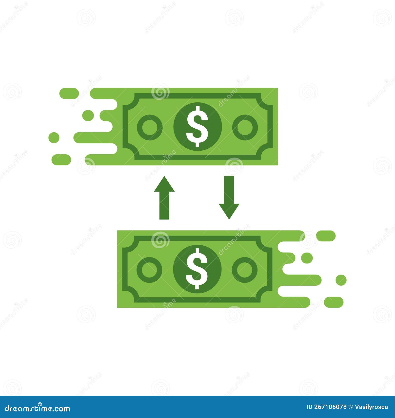 Fast Send Money Transfer Funds Payment Vector Icon. Flying Dollar Money ...