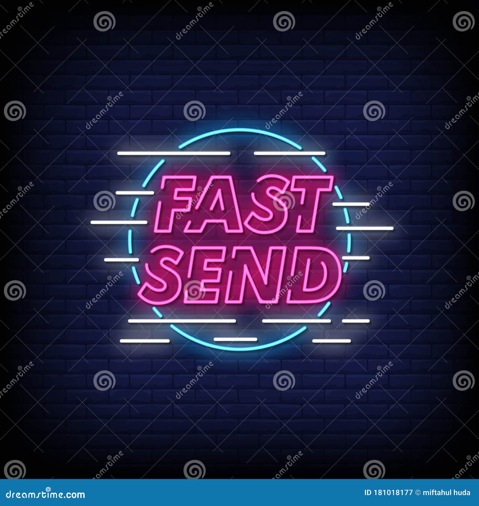 Fast Send Neon Signs Style Text Vector Stock Vector - Illustration of ...