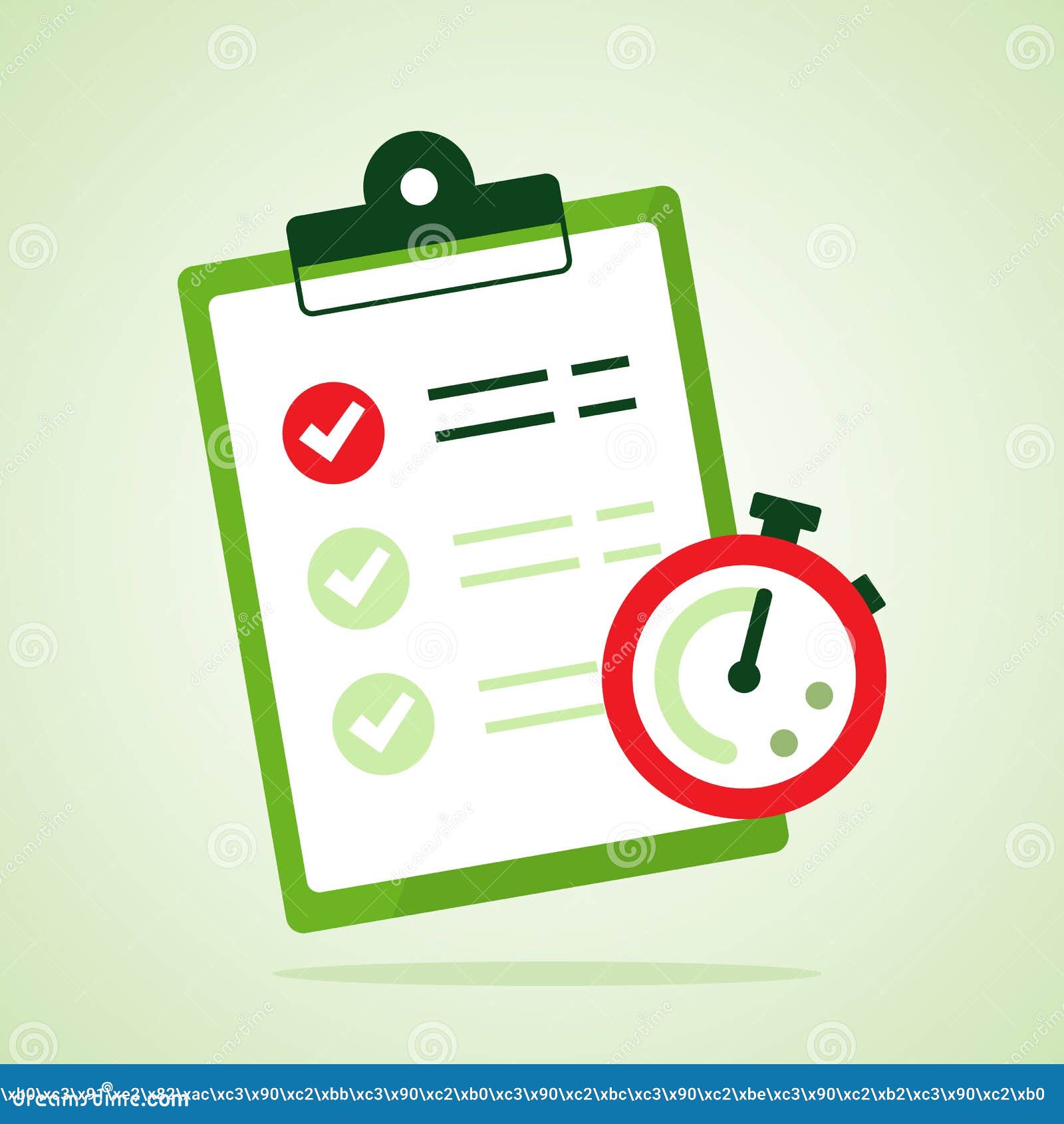 Fast Service. Stopwatch with Checklist and Completed Tasks Isolated on ...