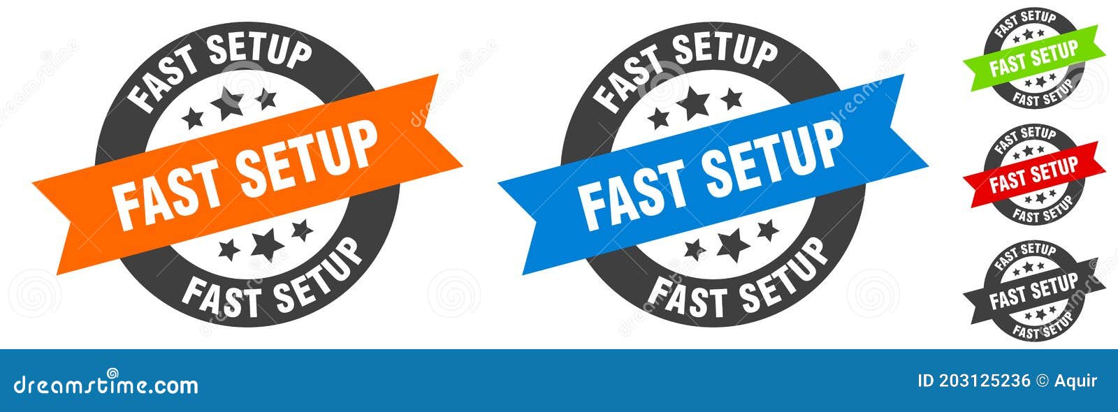 Fast Setup Stamp. Fast Setup Round Ribbon Sticker. Tag Stock Vector ...