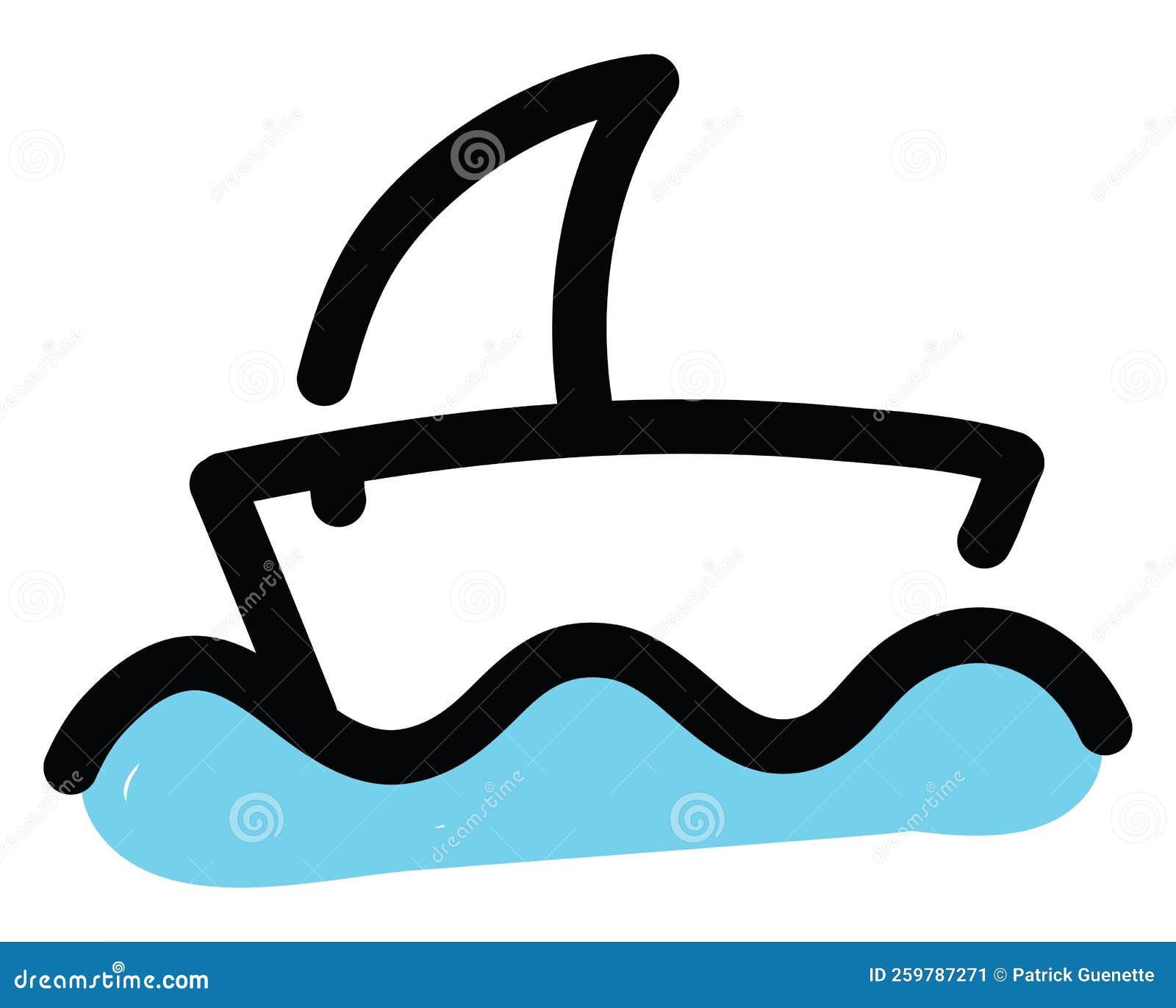 Fast ship sailing, icon stock vector. Illustration of white - 259787271