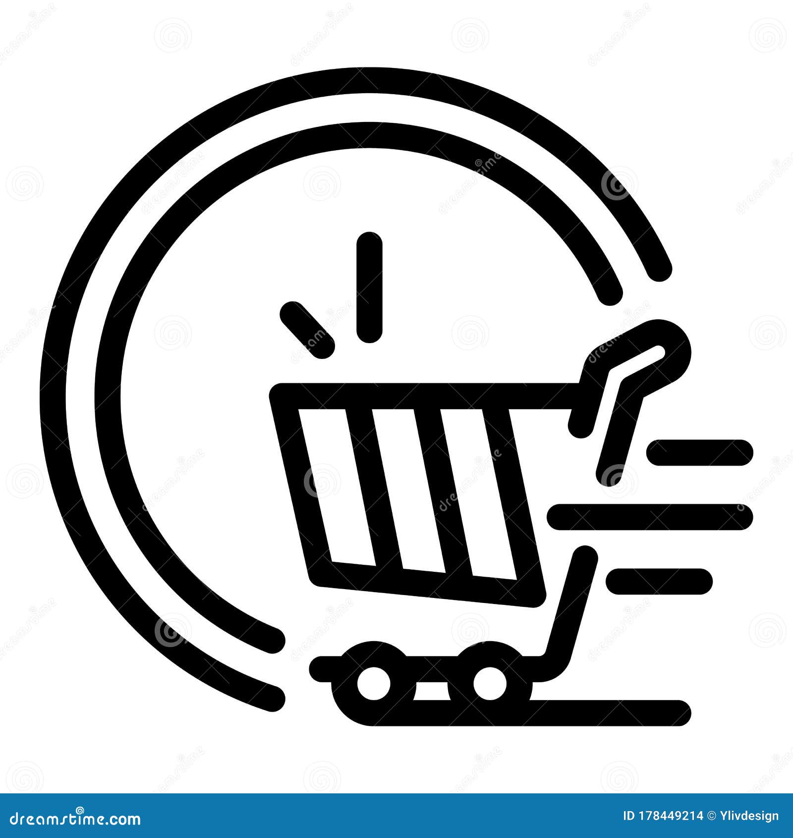 Fast Shopping Cart Icon, Outline Style Stock Vector - Illustration of ...