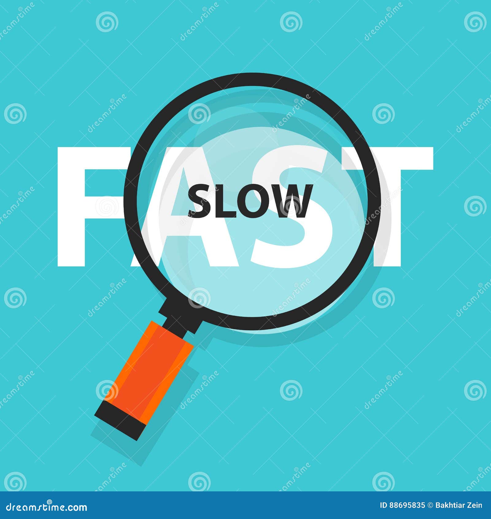 Fast and Slow Concept Business Analysis Magnifying Glass Symbol Stock ...