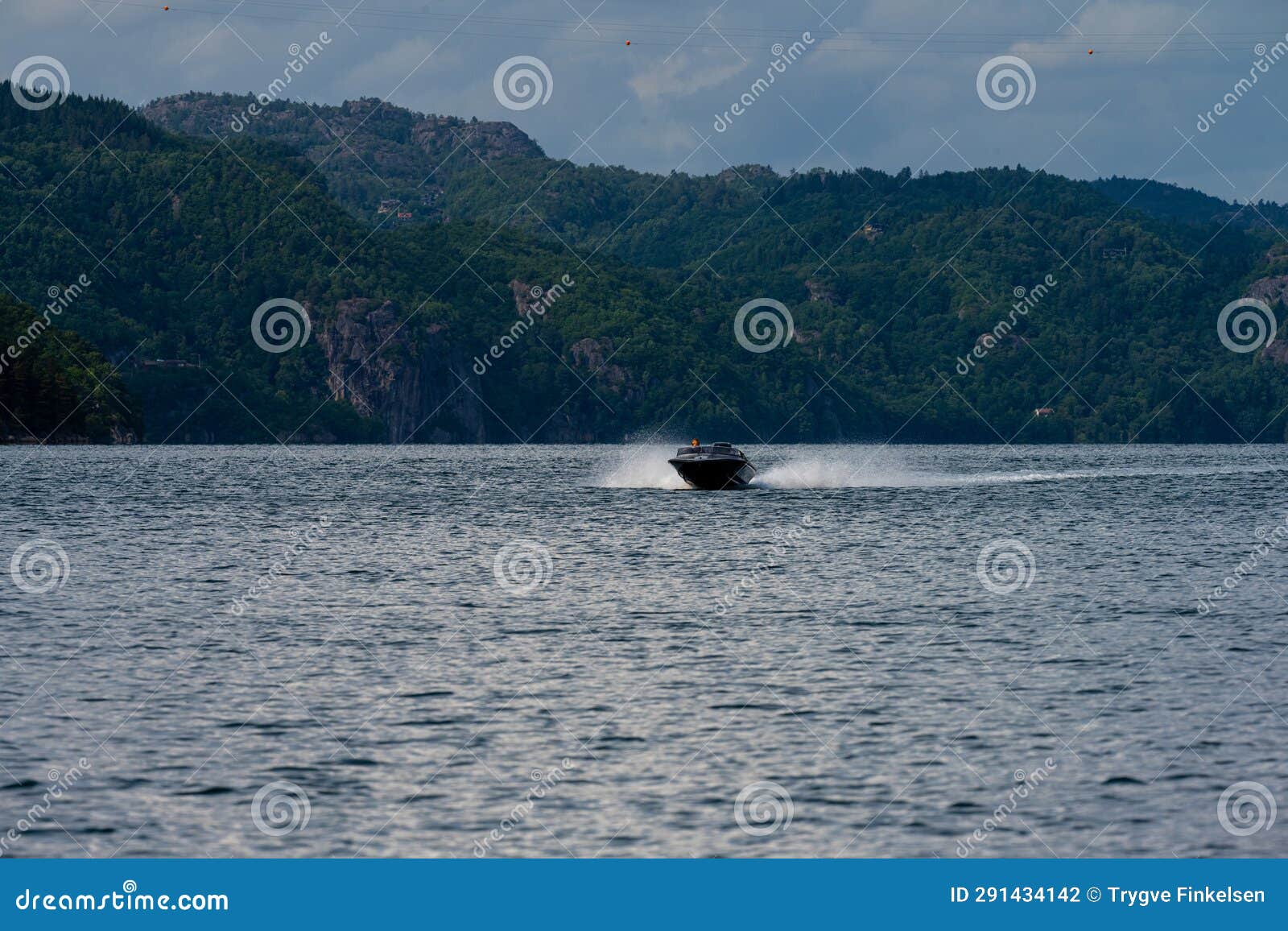 Fast Small Boat in a Fjord.. Stock Photo - Image of summer, yacht ...