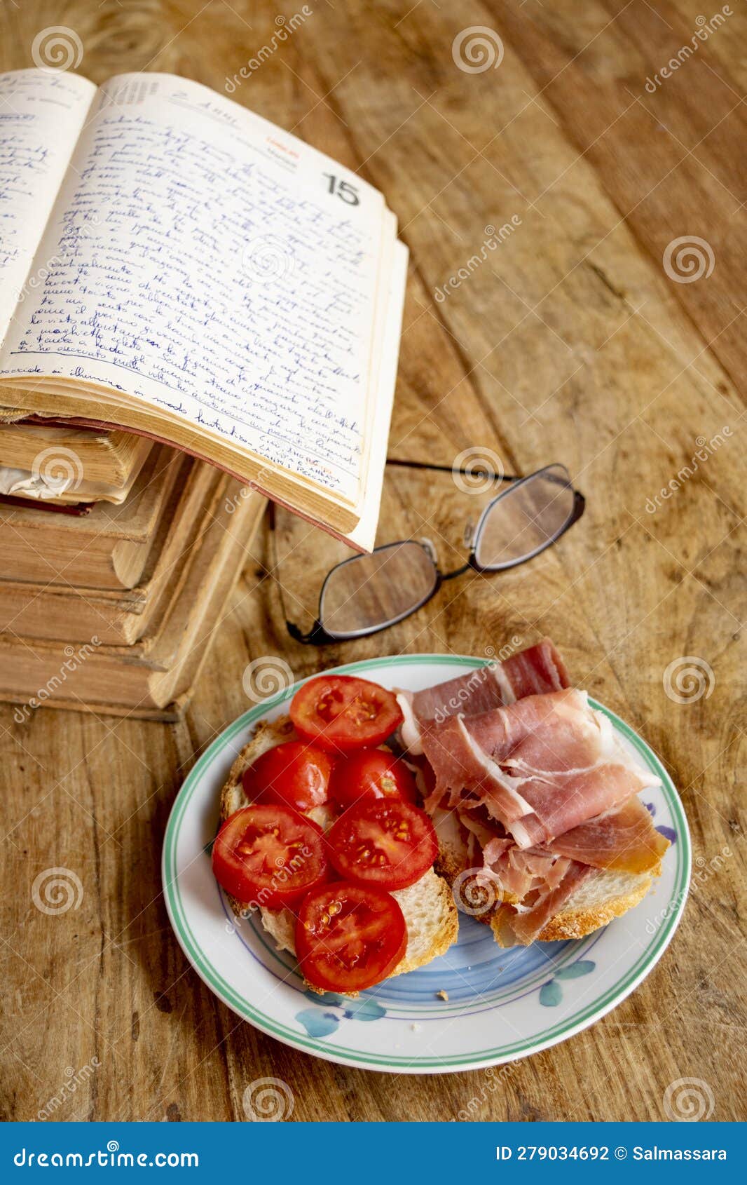 Fast snack while studying stock photo. Image of sandwich - 279034692