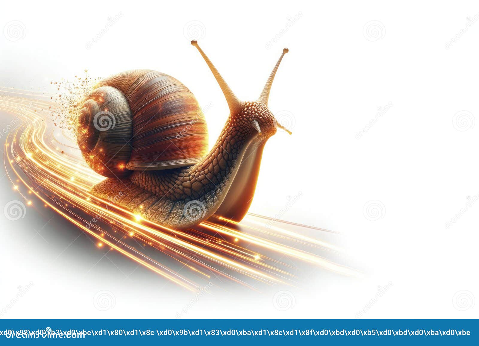 Fast Snail Racing with Light Trail Isolated on Solid White Background ...