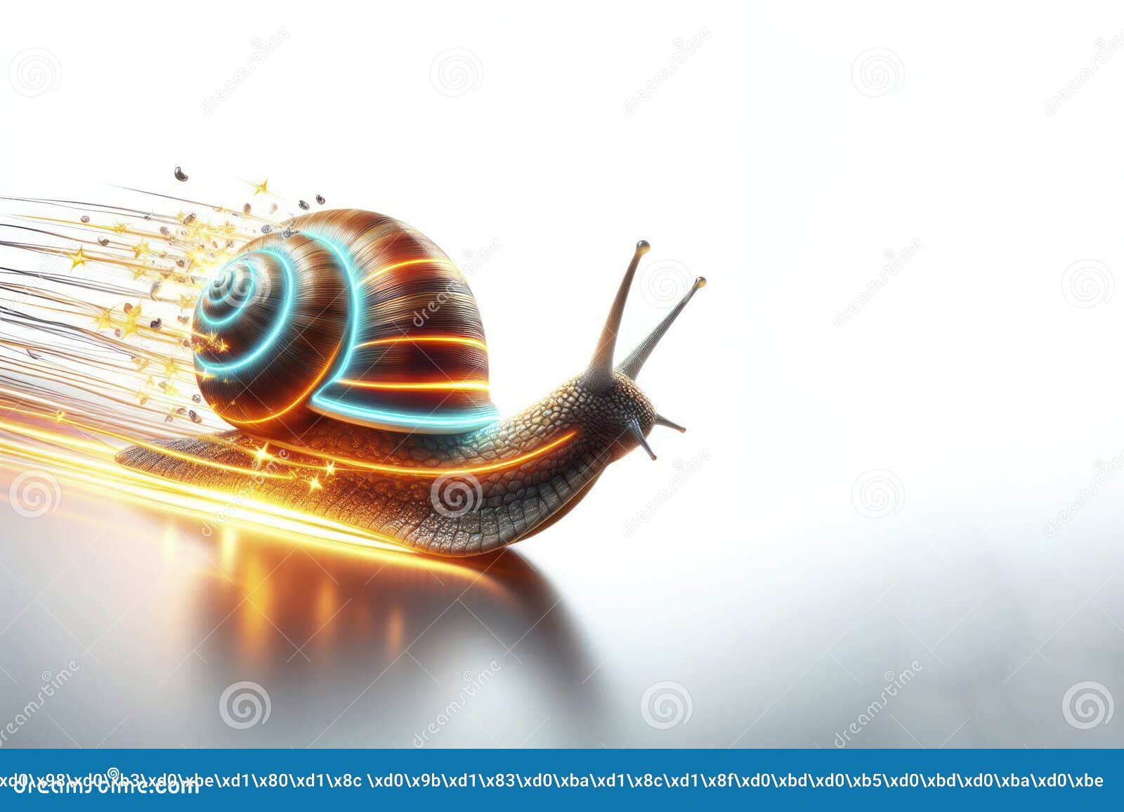 Fast Snail Racing with Light Trail Isolated on Solid White Background ...