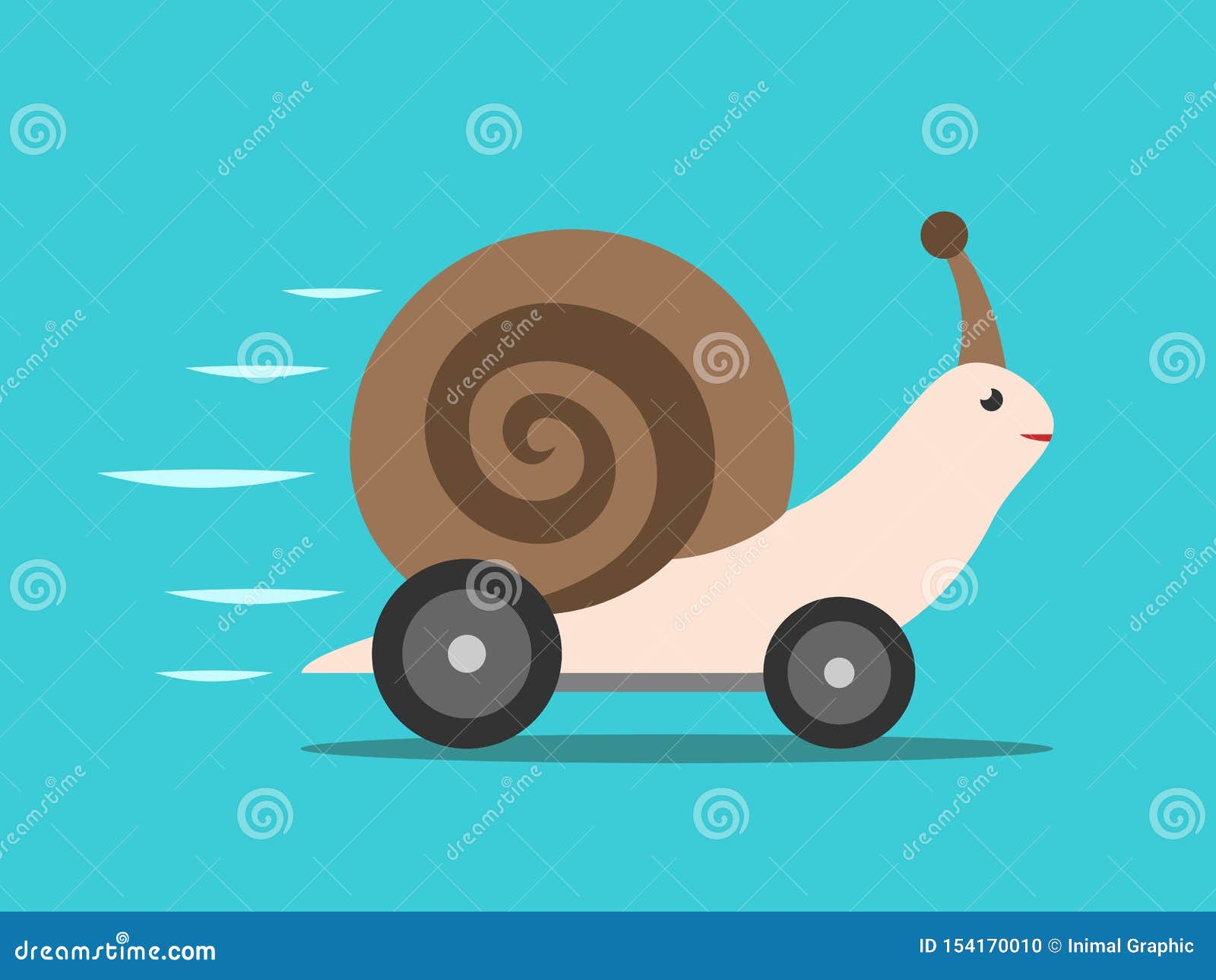Fast snail with wheels stock vector. Illustration of action - 154170010
