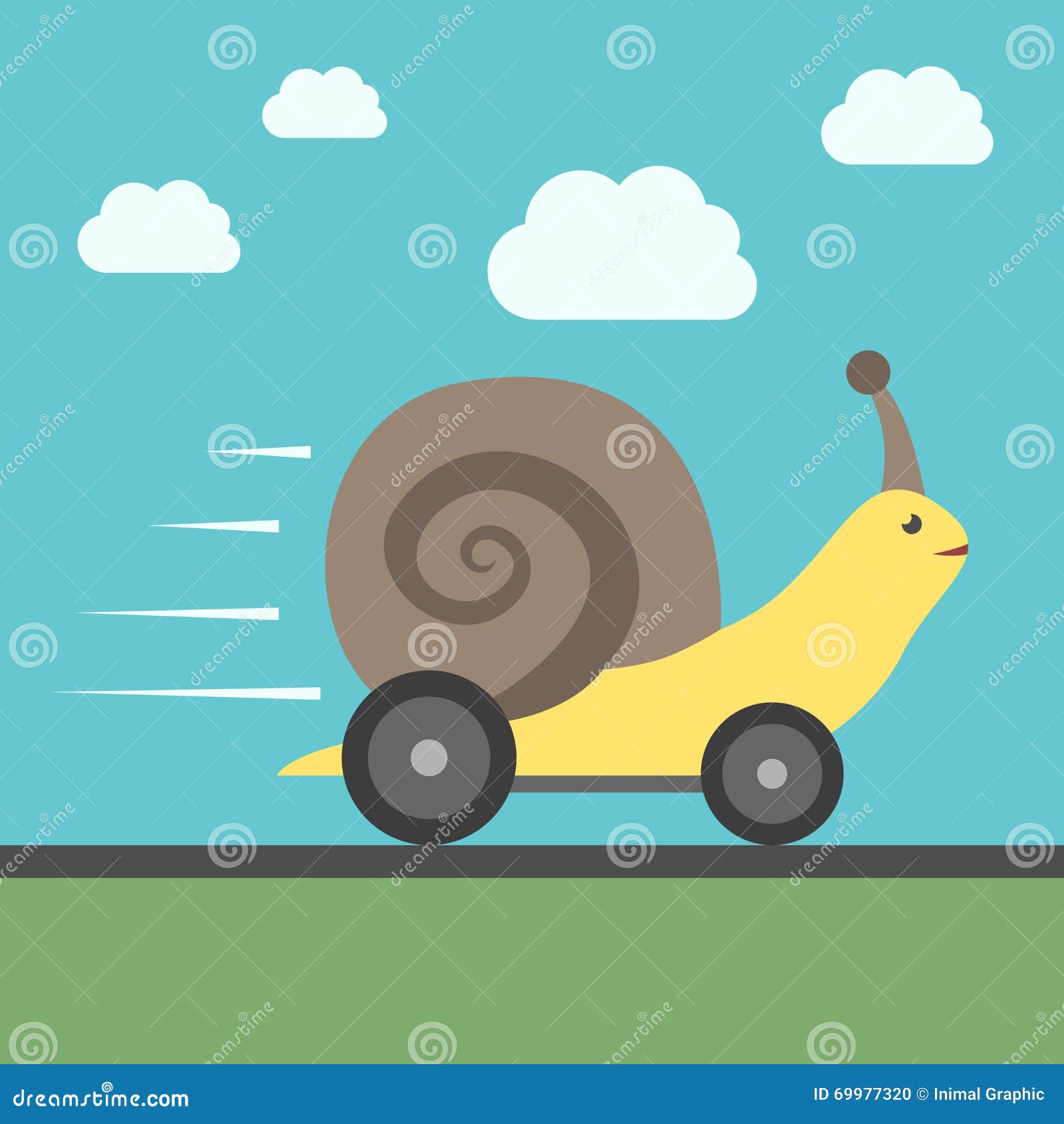 Fast snail with wheels stock vector. Illustration of creative - 69977320
