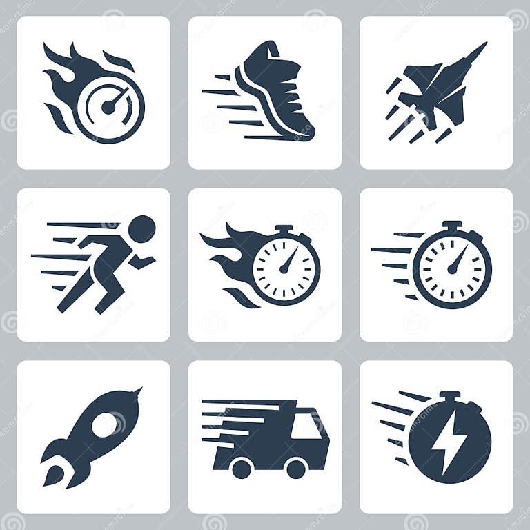 Fast Speed and Quickness Related Vector Icons Stock Vector ...