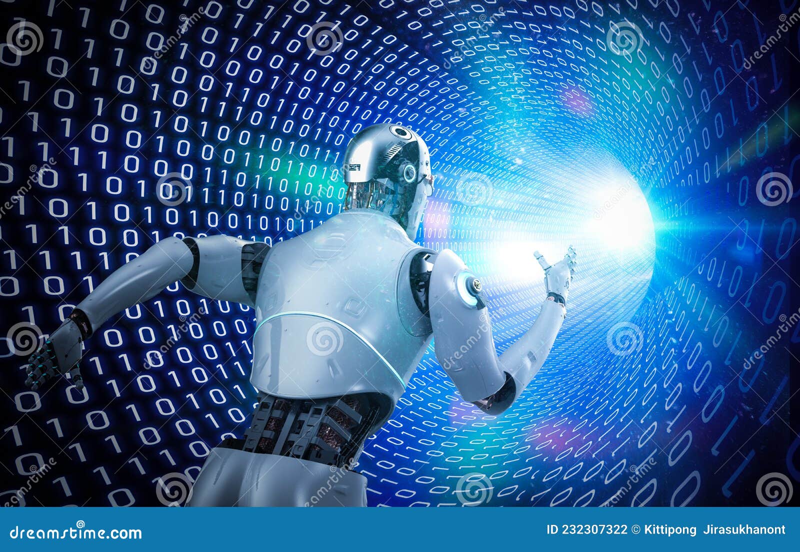 Fast Speed Technology Concept with Robot Running Stock Illustration ...
