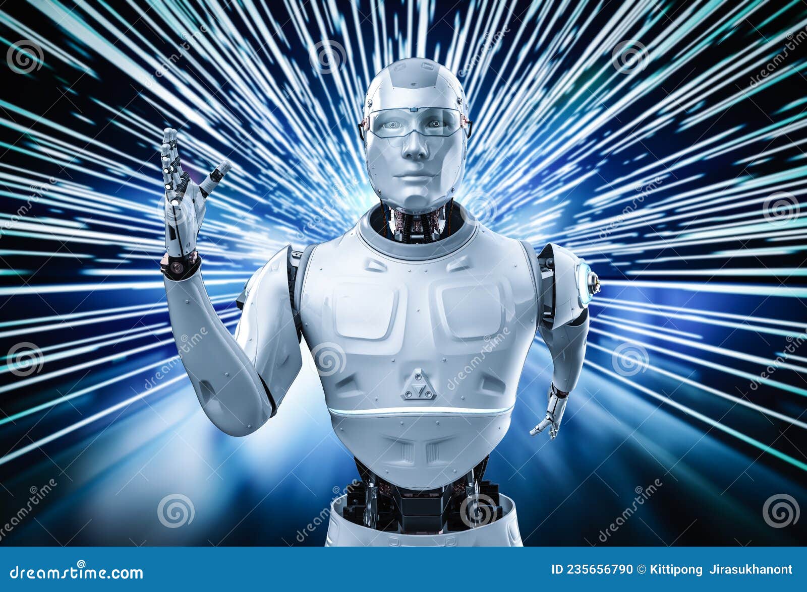 Fast Speed Technology Concept with Robot Running Stock Illustration ...