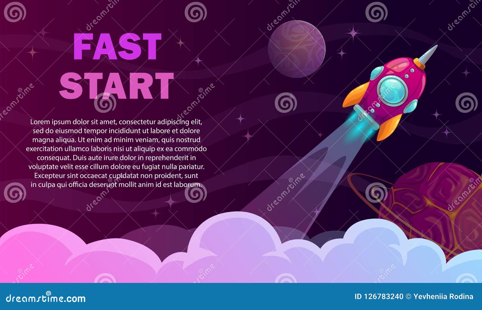 Fast Start Poster. Rocket Launch Concept Stock Vector - Illustration of ...