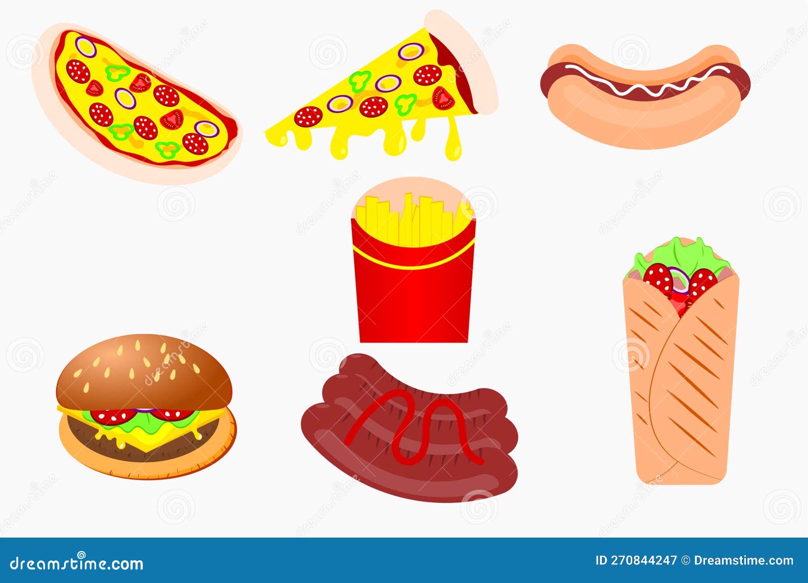 Fast Street Food Set. Vector Stock Vector - Illustration of vector ...