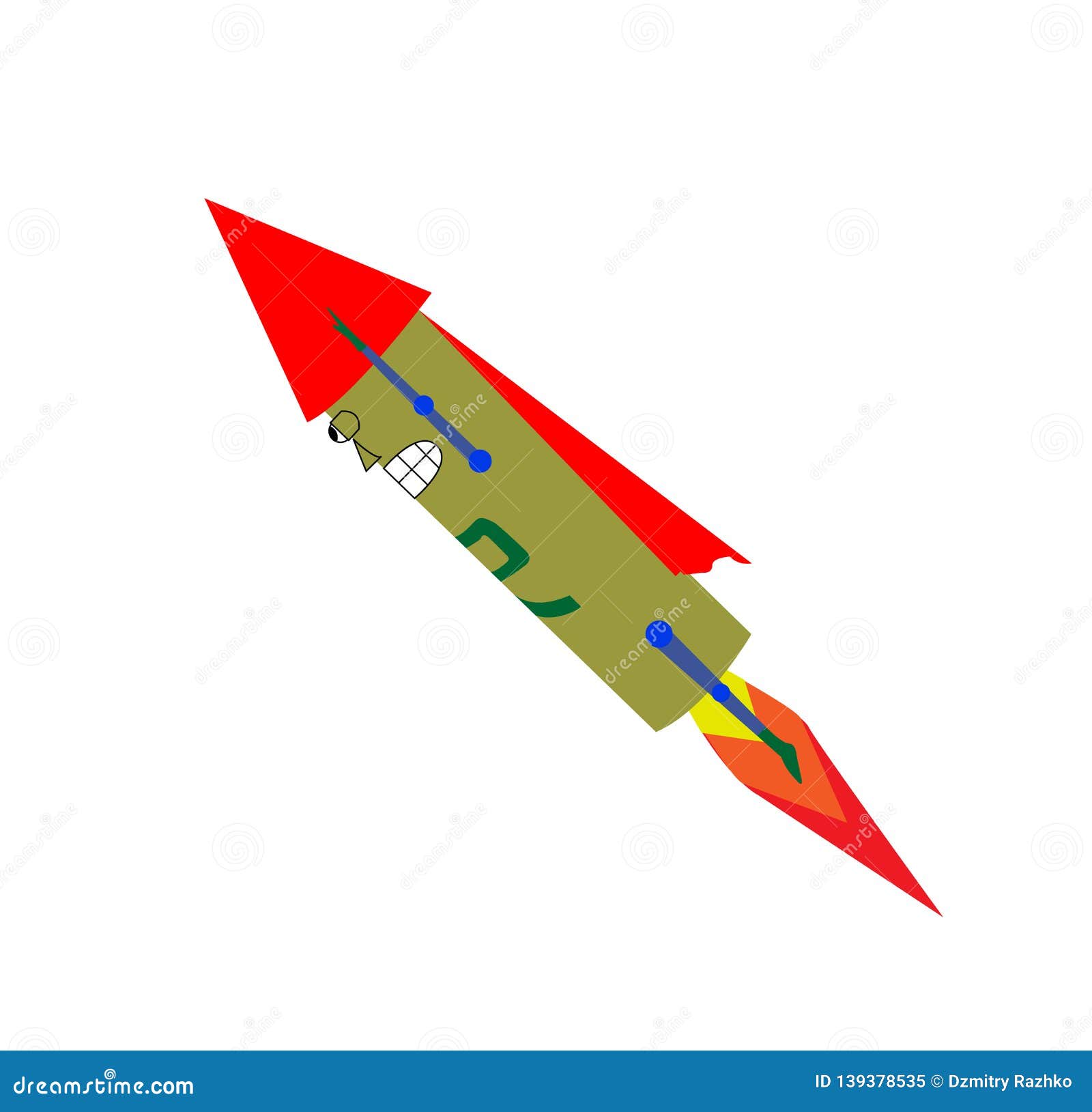 Crazy rocket stock vector. Illustration of blue, engine - 139378535