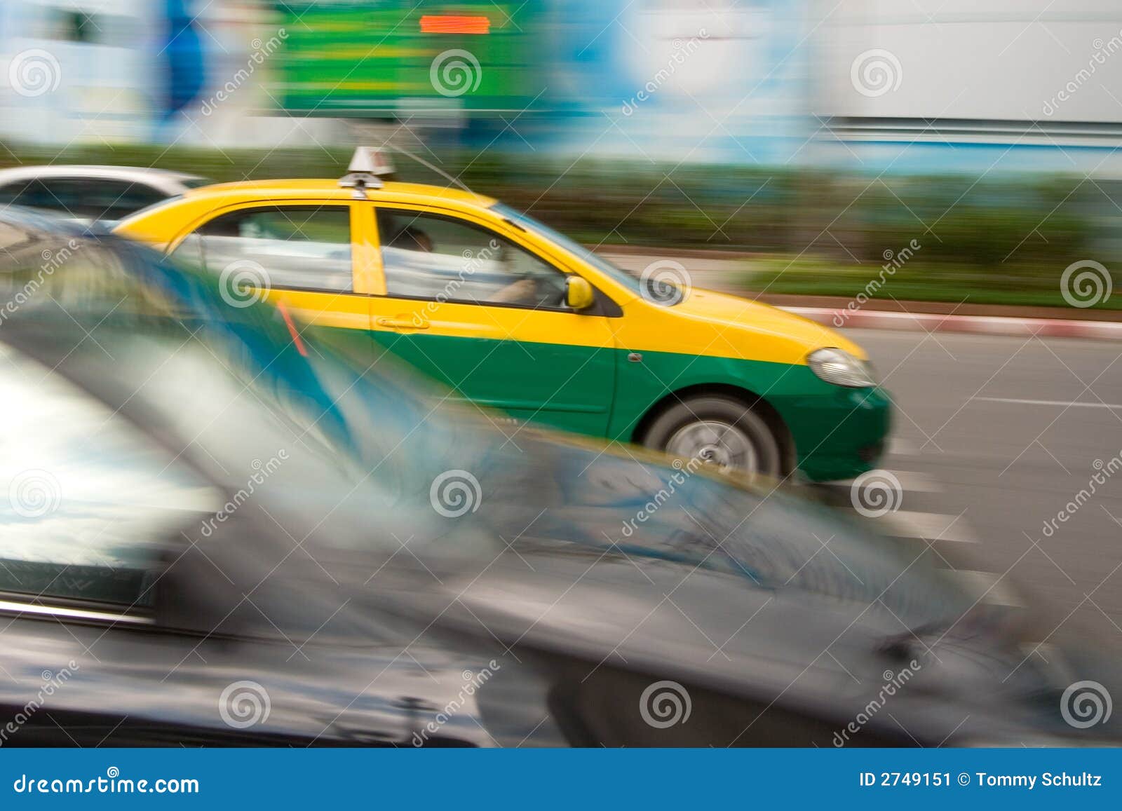 Fast taxi in city traffic stock image. Image of overpass - 2749151