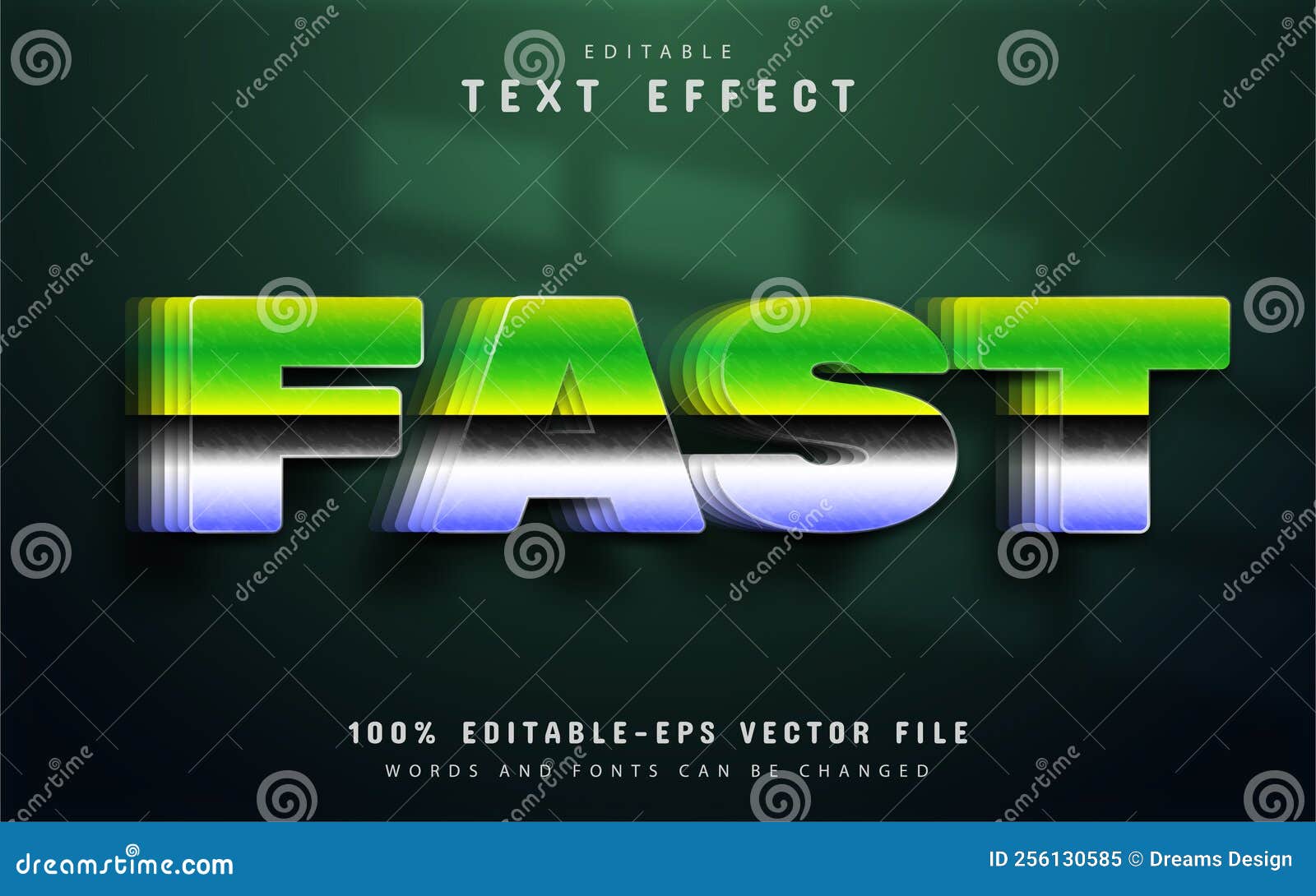 Fast Text, 3d Gradient Text Effect Stock Vector - Illustration of ...