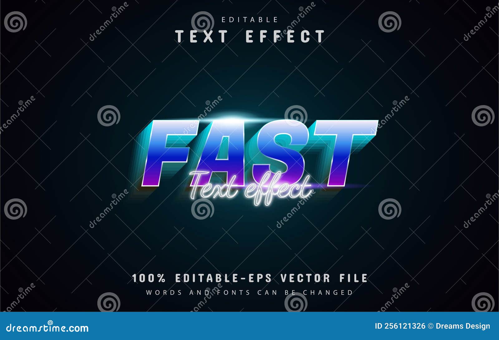 Fast Text - Gradient Style Text Effect Editable Stock Vector ...
