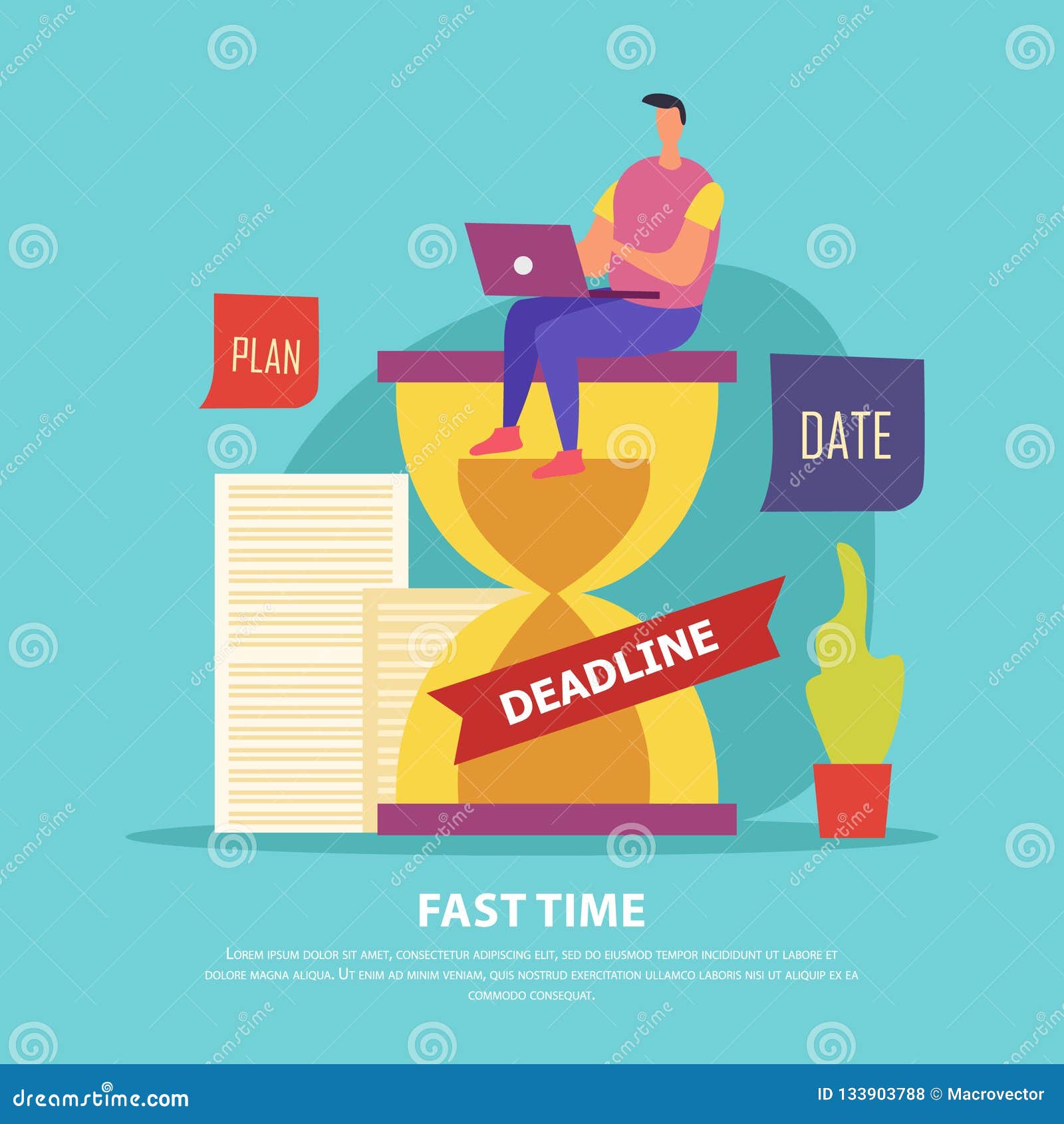 Fast Time Deadline Flat Illustration Stock Vector - Illustration of ...