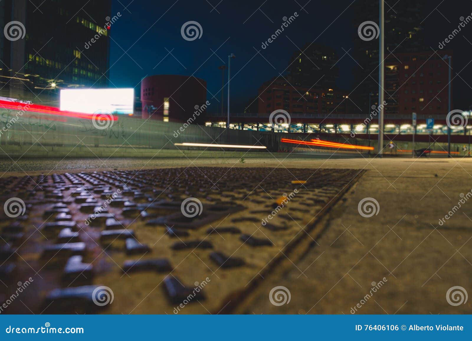 Fast Traffic and Buildings by Night Stock Photo - Image of architecture ...