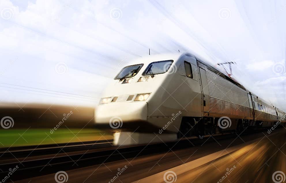 Fast Train with Motion Blur Stock Photo - Image of commuting ...