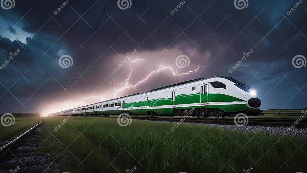 Fast Train in Motion Lightning Train, a Speedy Lightning, Train ...