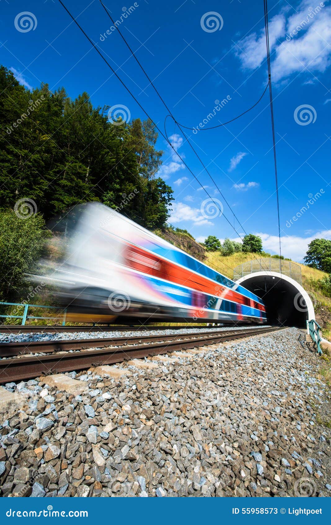 Fast Train Passing through a Tunnel on a Lovely Summer Day Stock Image ...
