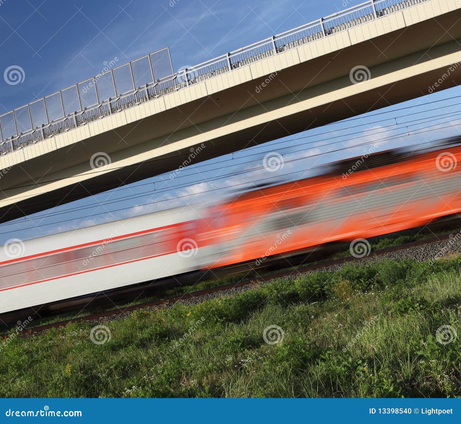 Fast Train Passing Under a Bridge Stock Photo - Image of precision ...