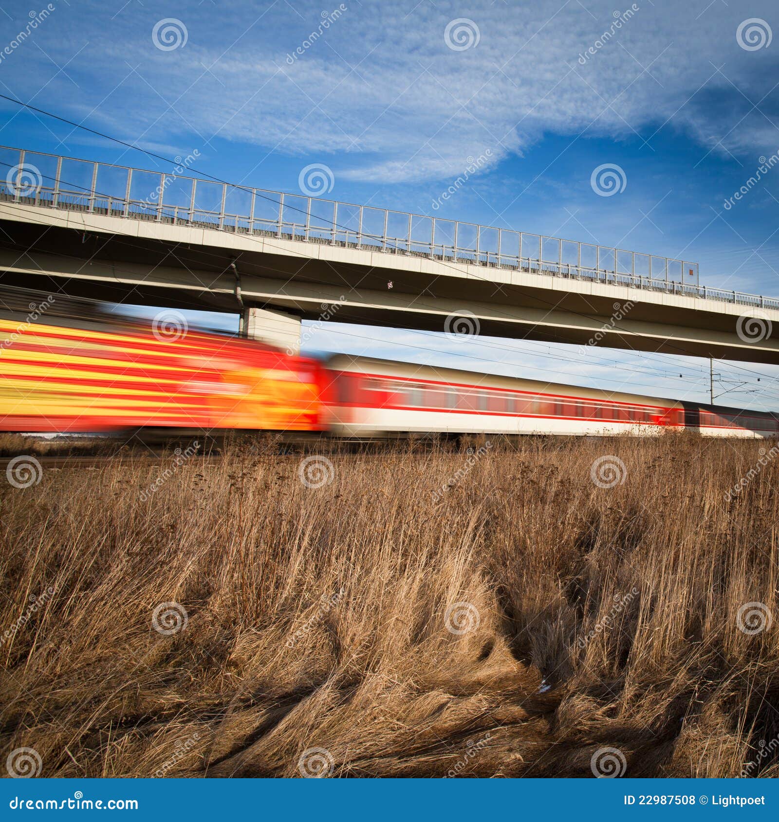Fast Train Passing Under a Bridge on a Lovely Summer Day Stock Photo ...