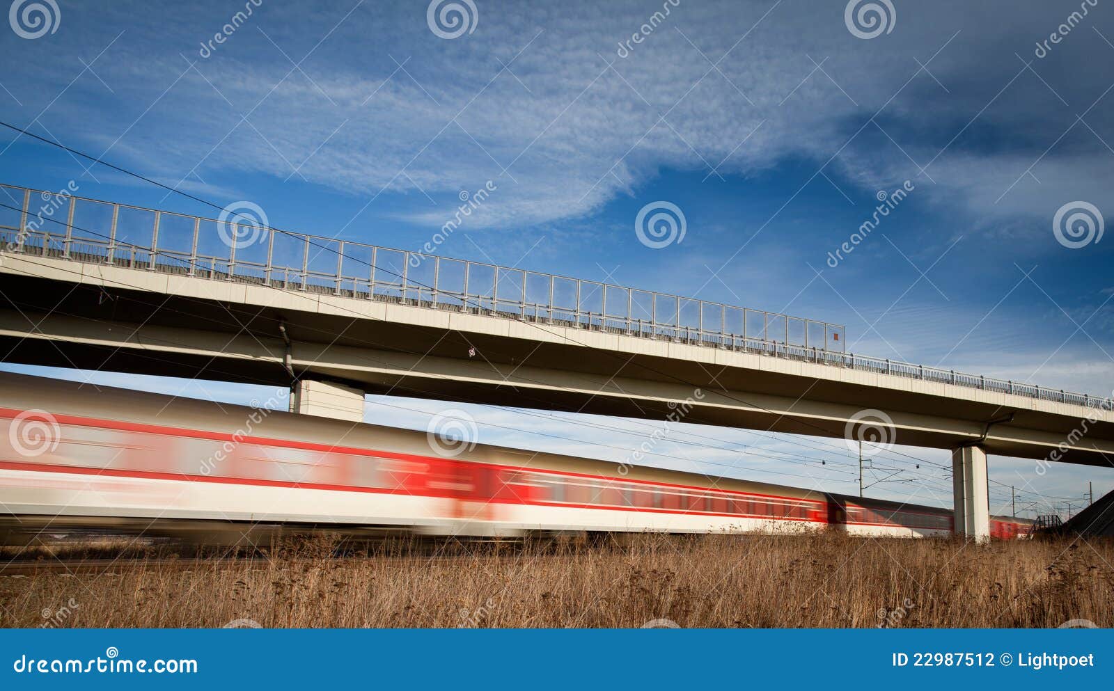 Fast Train Passing Under a Bridge on a Lovely Summer Day Stock Photo ...